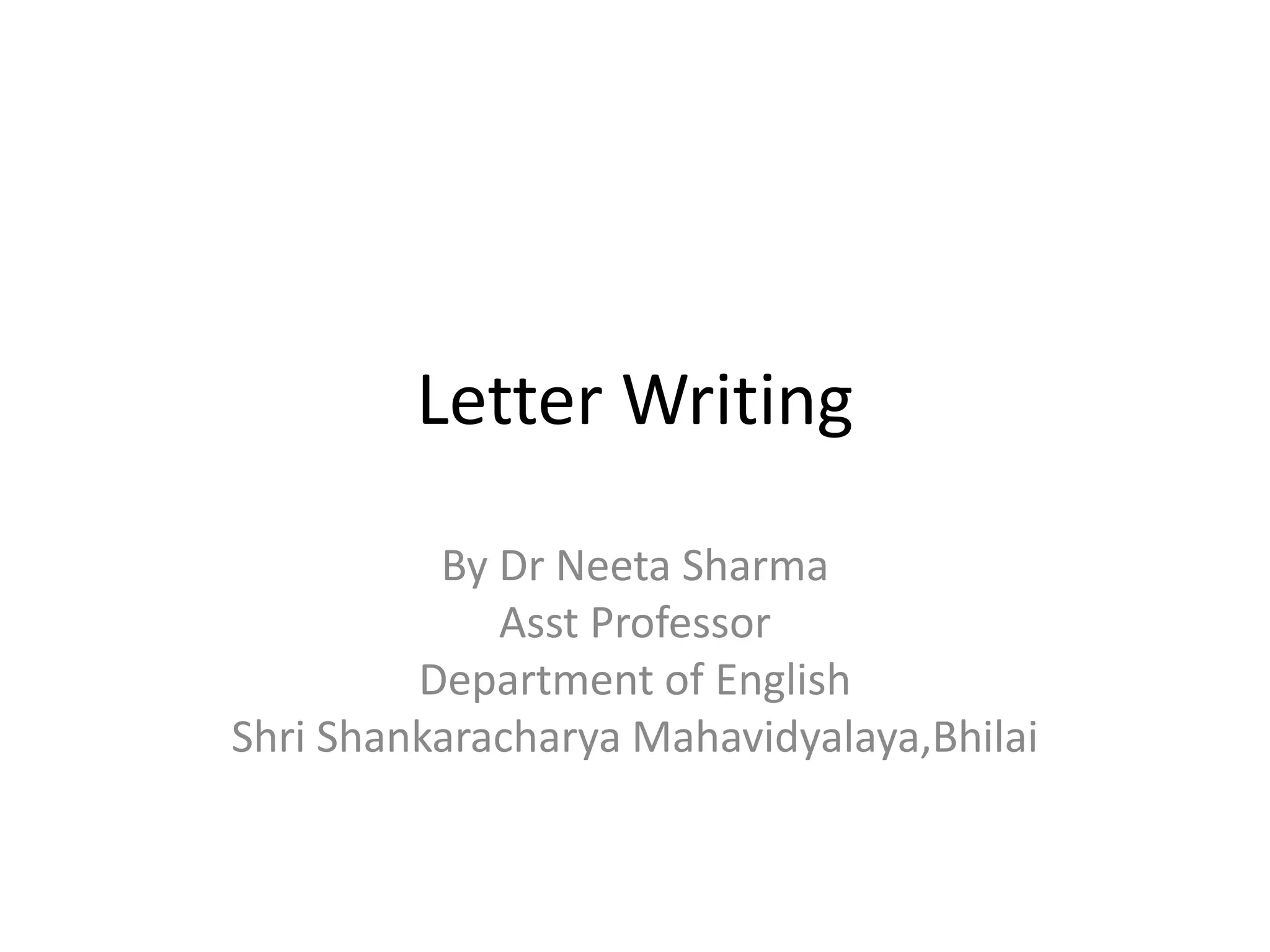 Bcom 1 year letter writing | PPTX