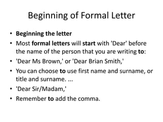 Bcom 1 year letter writing | PPTX