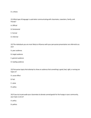 Bcom 275 guide 1 24) If you try to persuade your classmates to donate ...