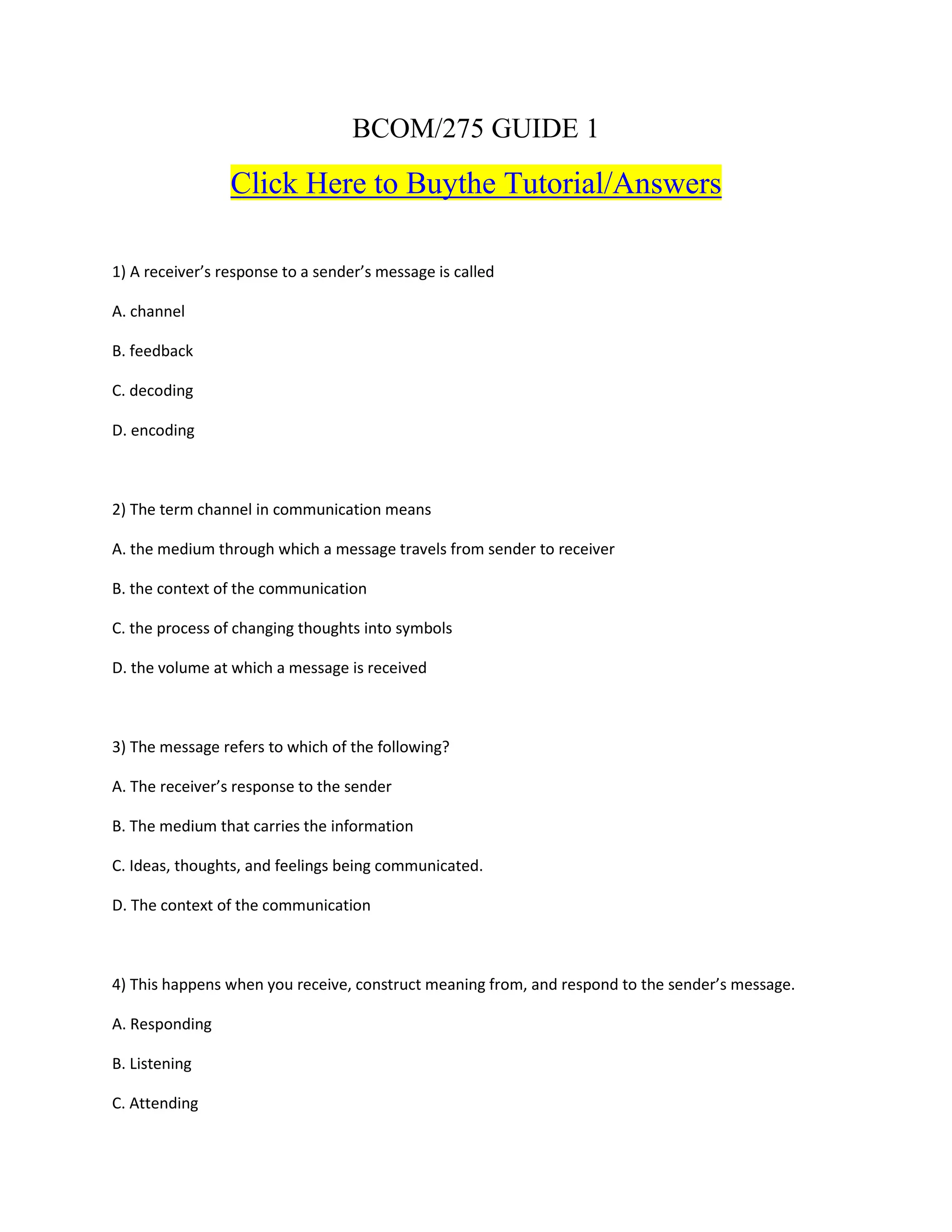 Bcom 275 guide 1 18) Sound and light waves are an example of which part ...