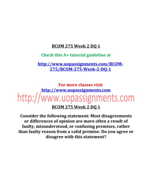 Bcom 275 week 2 dq 1 | PDF