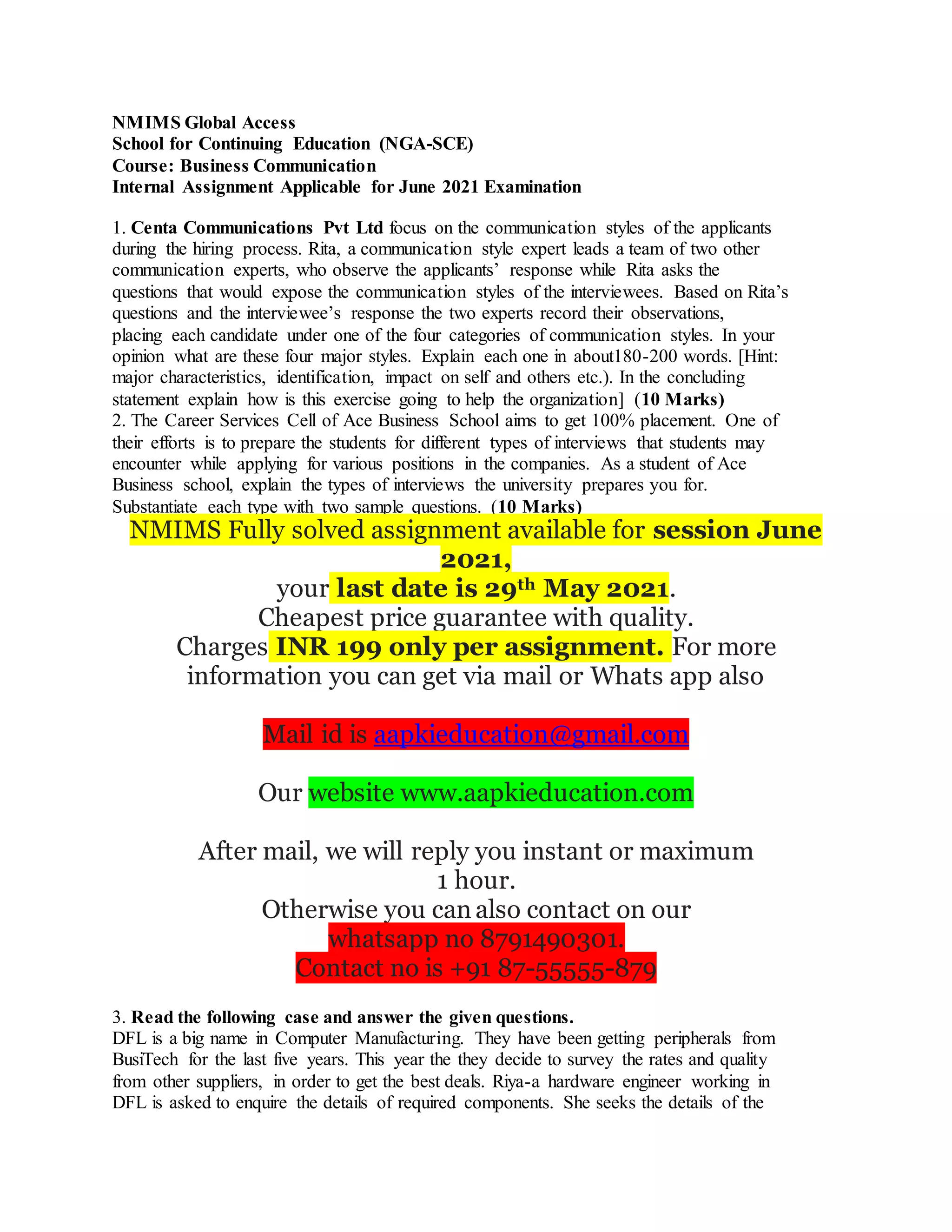 Bcom bba nmims june 2021 solved assignment | PDF