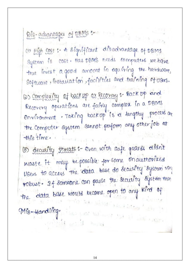 database management system notes for b com students | PDF