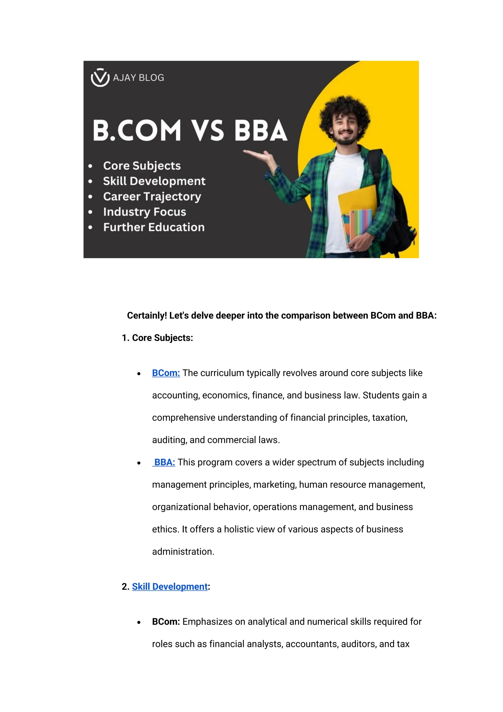 B.com vs Bba which is best for your..... | PDF