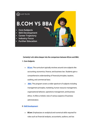 B.com vs Bba which is best for your..... | PDF