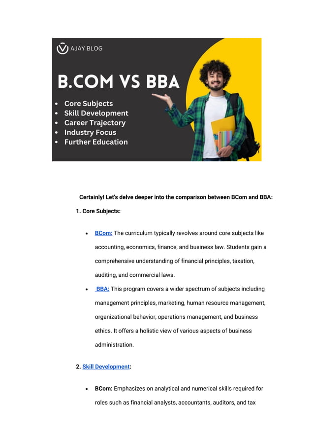 B.com vs Bba which is best for your..... | PDF
