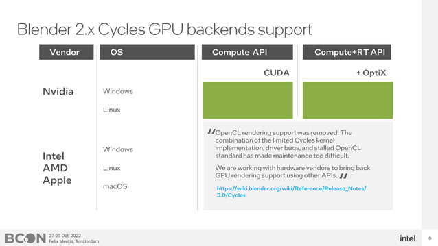 BCON22: oneAPI backend - Blender Cycles on Intel GPUs | PPT