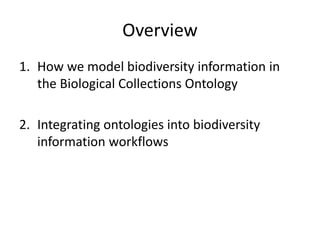 Using the Biological Collections Ontology to Advance Biodiversity Science | PPTX
