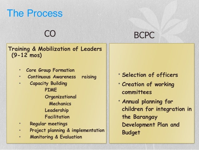 BCPC organizing using the CO process