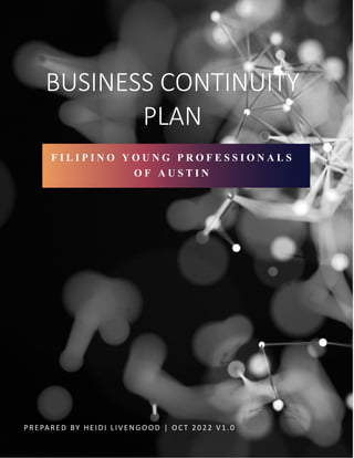 Business Continuity Plan: FILIPINO YOUNG PROFESSIONALS OF AUSTIN | PDF