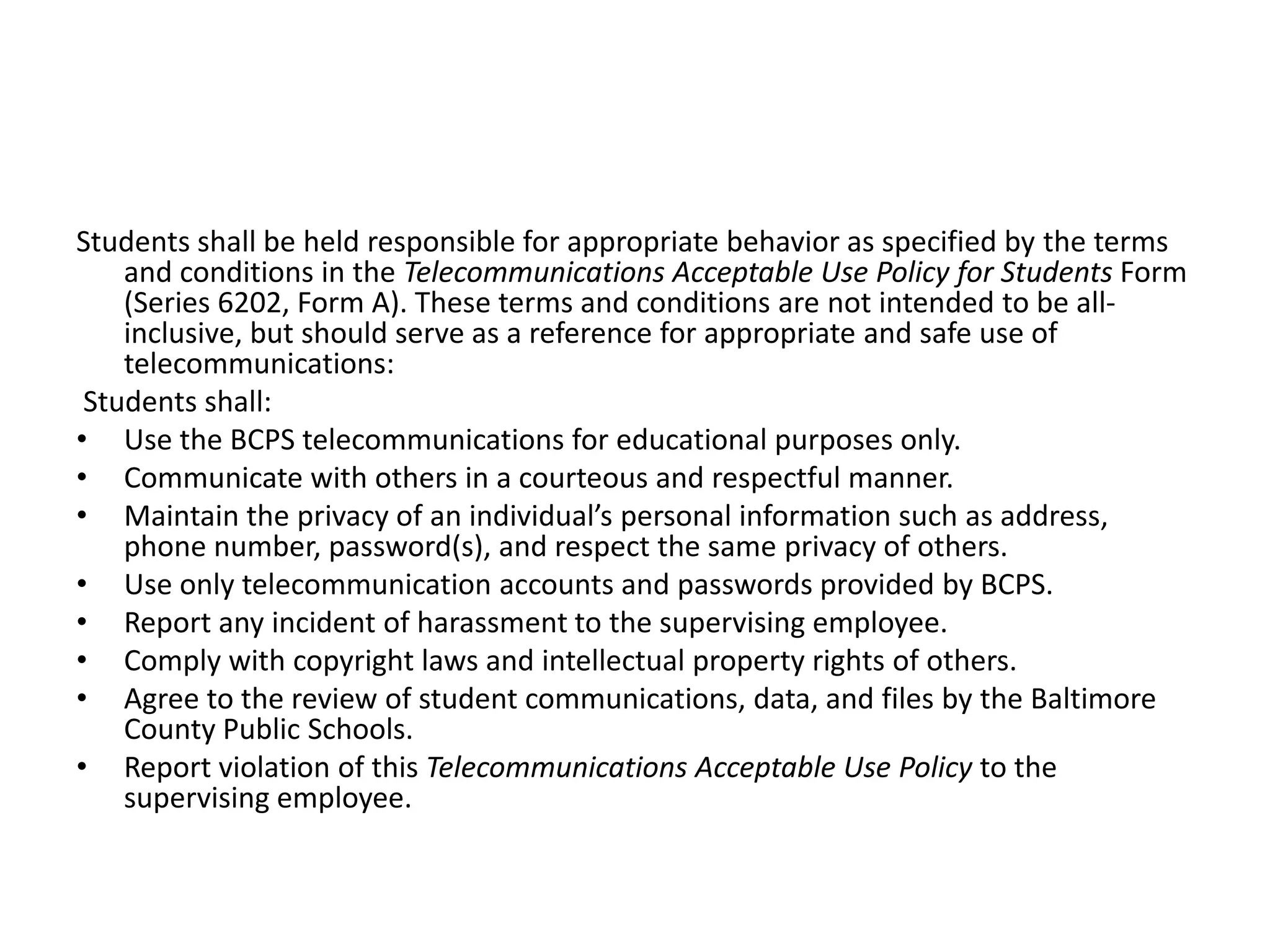 Bcps rules and policies | PPTX