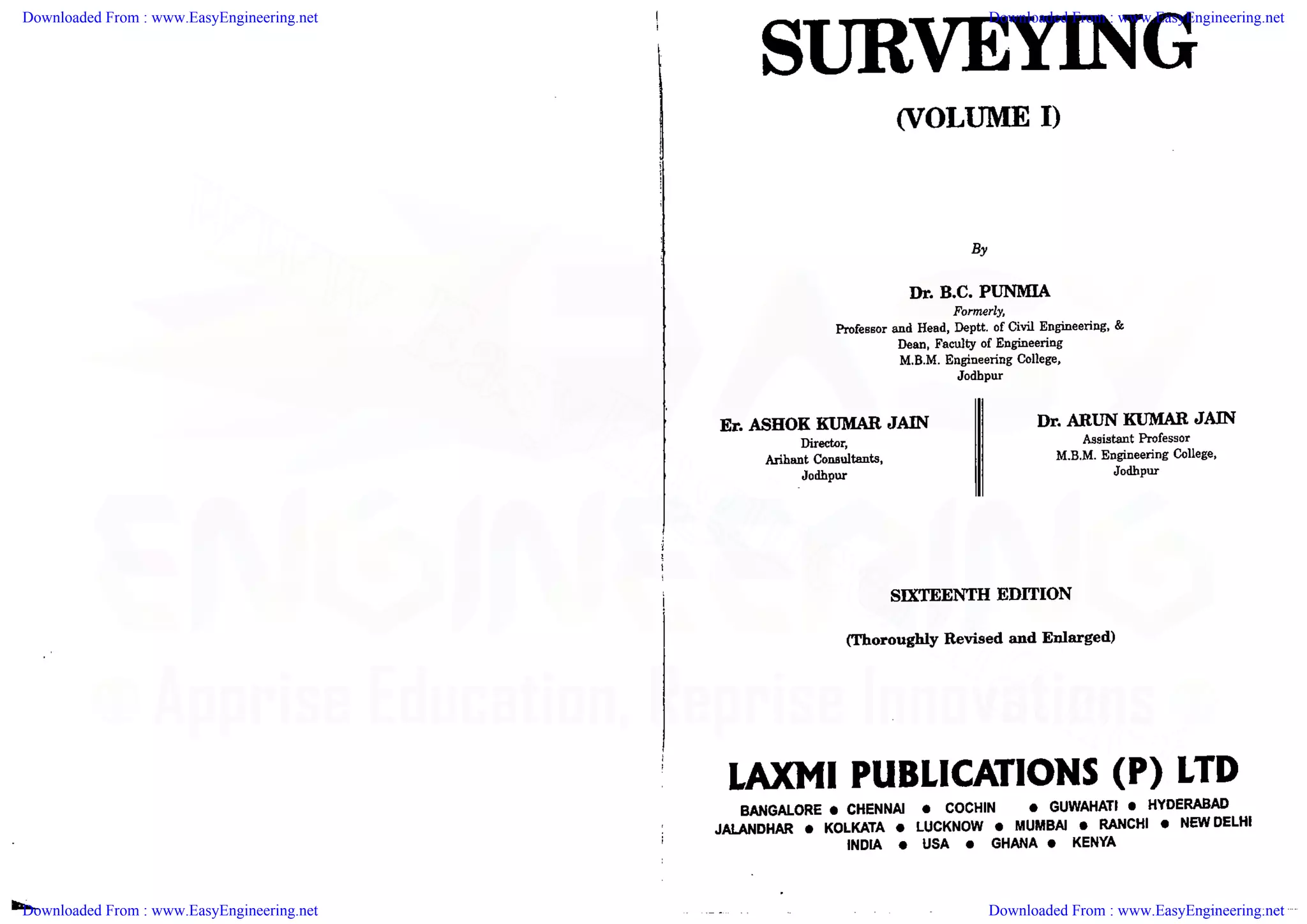 SURVEYING Vol. 1 (Dr. B.C. Punmia | Er. Ashok K. Jain | Dr. Arun K. Jain) | PDF