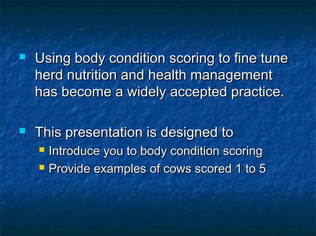 Beginner's Guide to Body Condition Scoring | PPT