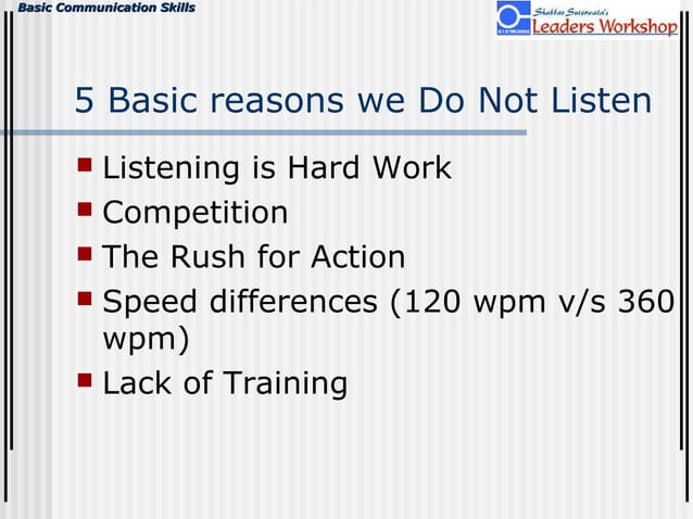 Basic communication Skills | PPT