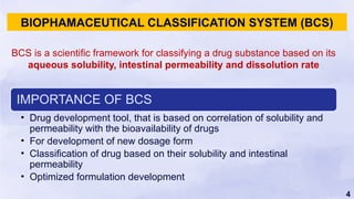BIOPHARMACEUTICS CLASSIFICATION SYSTEM (BCS) AND METHODS OF ...