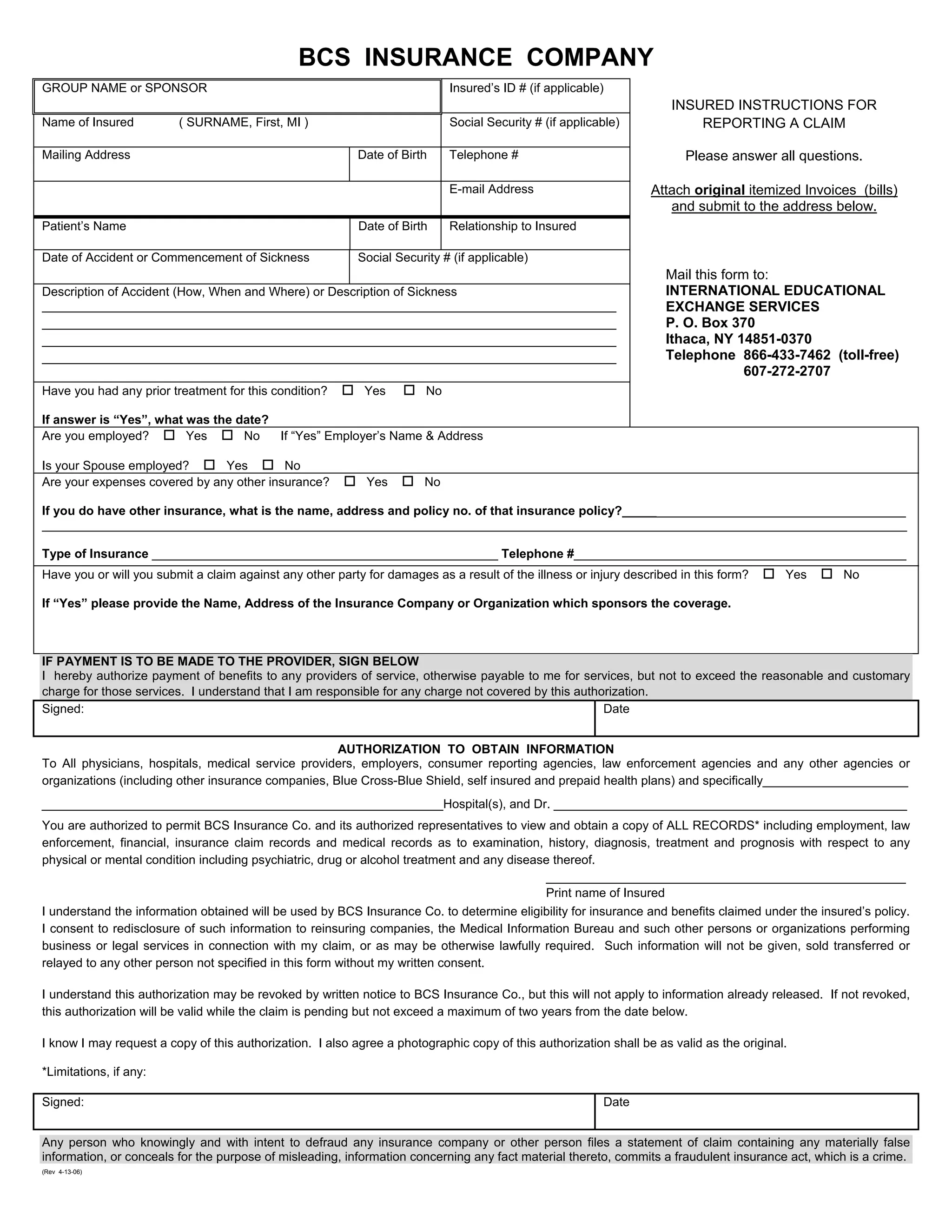 Bcs Claim Form | PDF