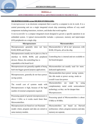 BCS402 MICROCONTROLLERS MODULE 1 | PDF