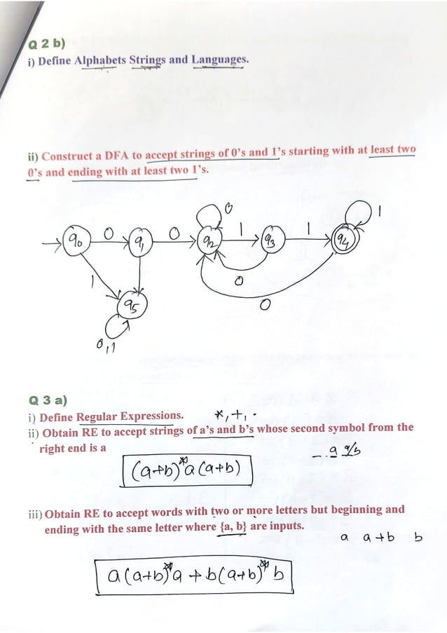 BCS503 Model Question Paper Solution Theory of Computation | PDF