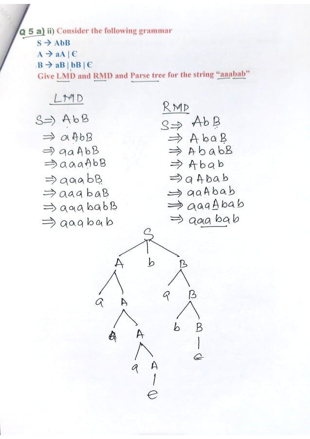 BCS503 Model Question Paper Solution Theory of Computation | PDF