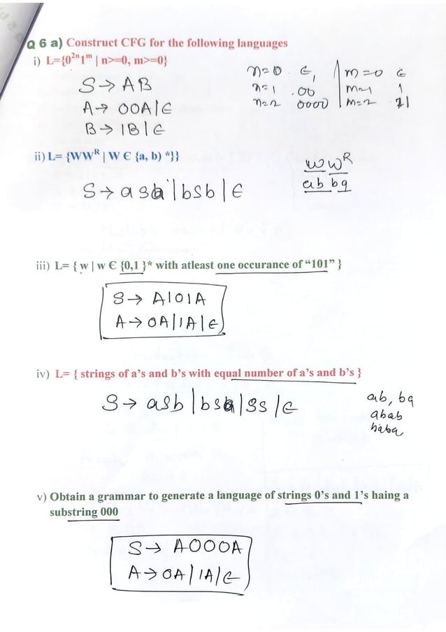 BCS503 Model Question Paper Solution Theory of Computation | PDF