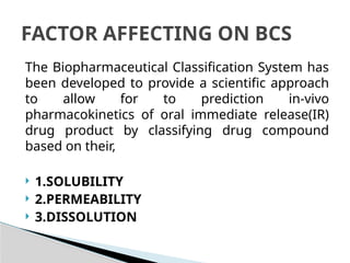 Industrial Pharmacy , unit-I BCS Classification | PPT