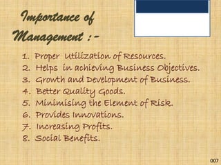 Nature And Importance of Management | PDF