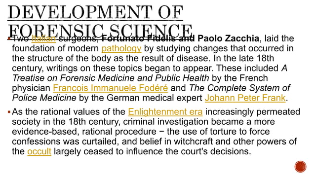 history and development of forensic science | PPTX