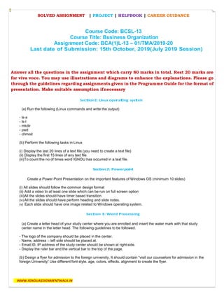 Bcsl 013 solved-assignment-2019-20 without | PDF