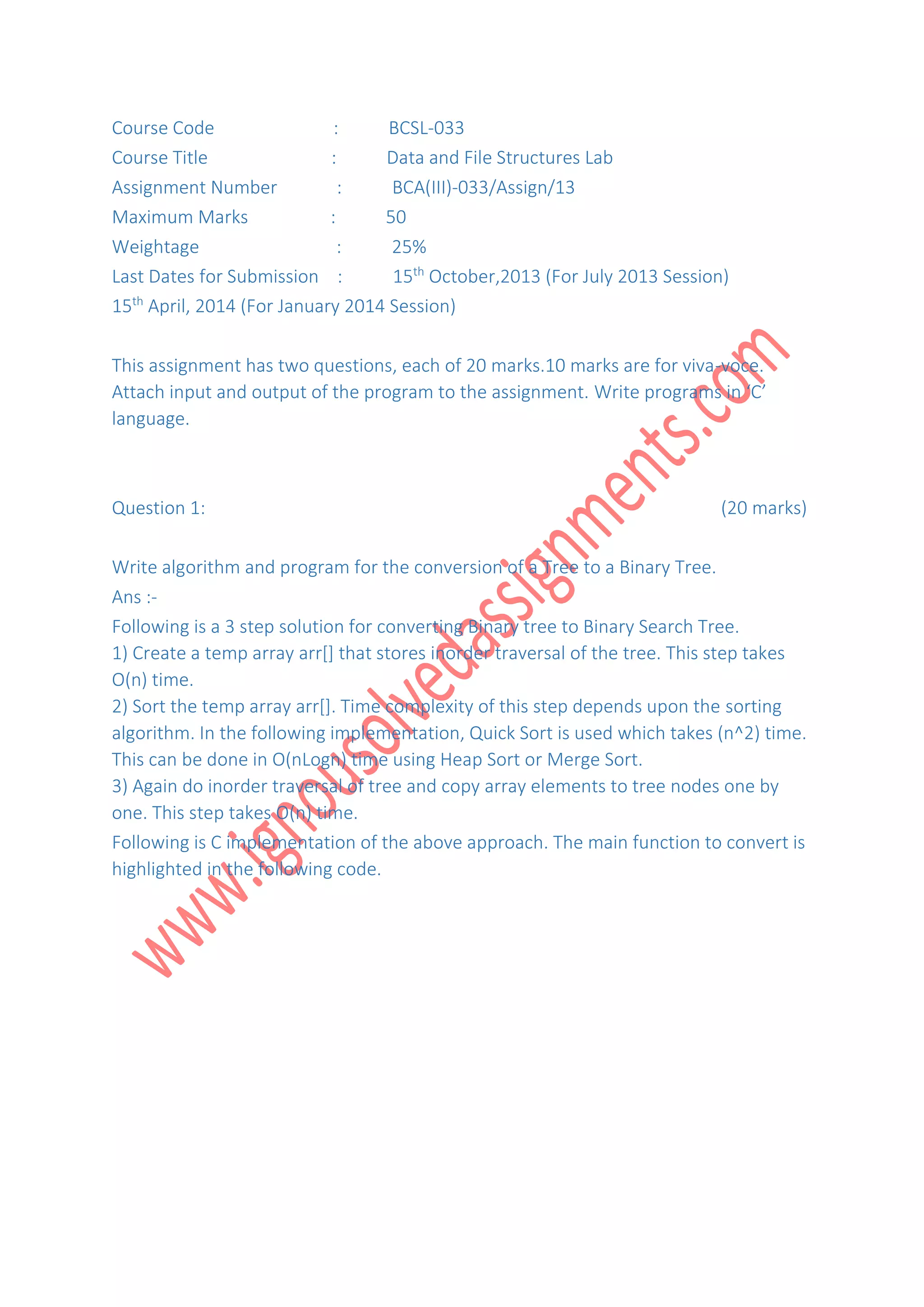 Bcsl 033 solve assignment | PDF