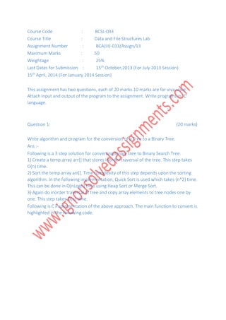 Bcsl 033 solve assignment | PDF