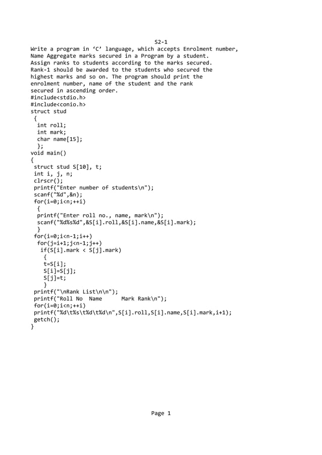 Bcsl 033 data and file structures lab s2-1 | PDF