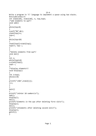 Implement a queue using two stacks. | PDF