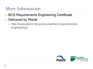 BCS Requirements Engineering Summary | PPTX