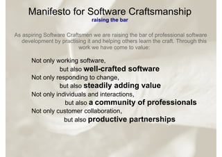 Software Craftsmanship - Sandro Mancuso - BCS Agile Methods SG | PPT