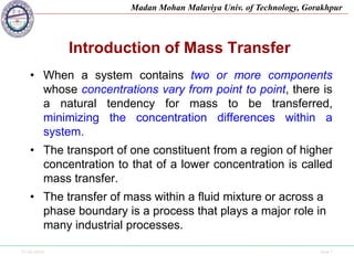 Lecture on mass transfer basics and introduction | PPTX