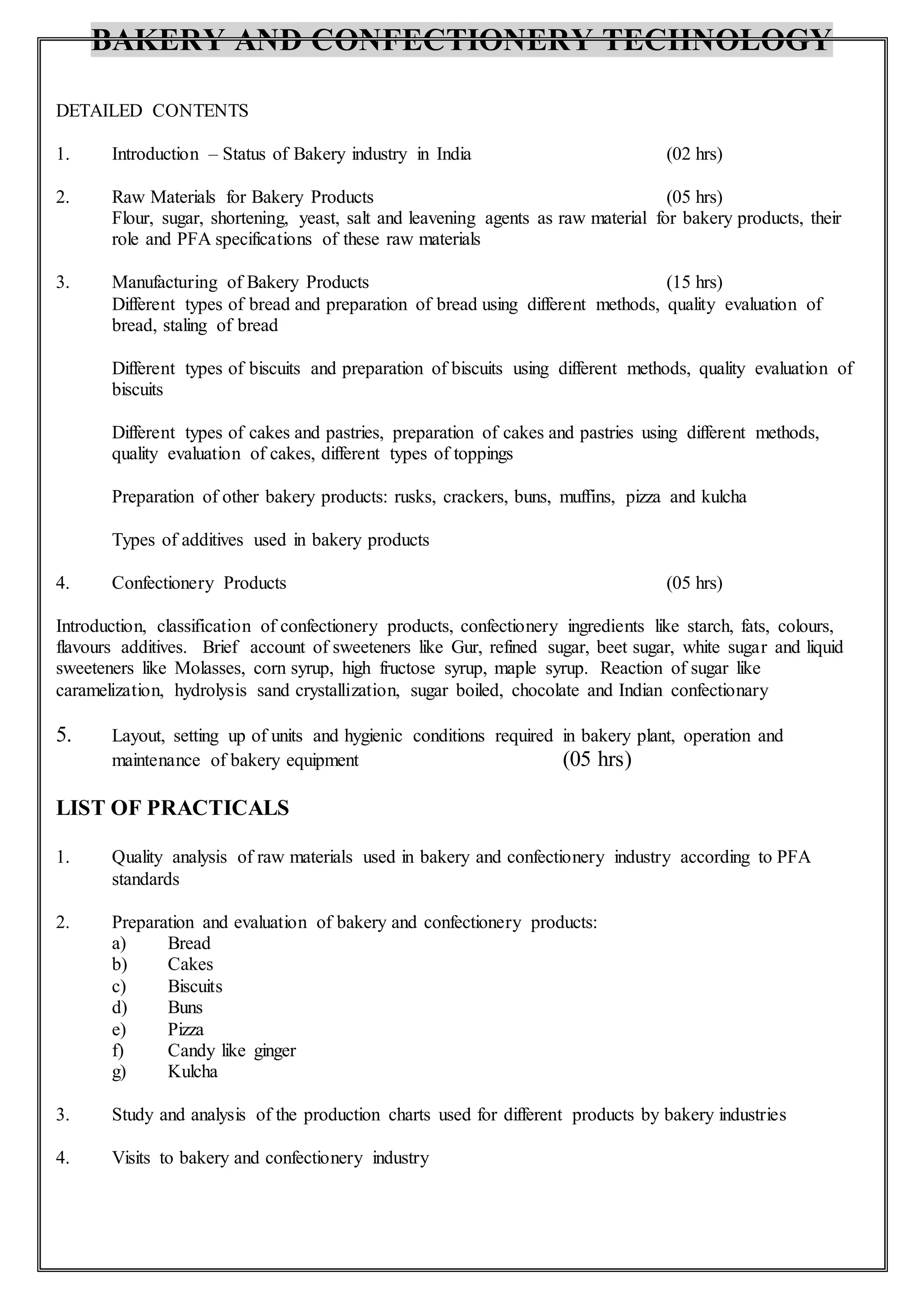 BAKERY AND CONFECTIONERY TECHNOLOGY notes | DOCX