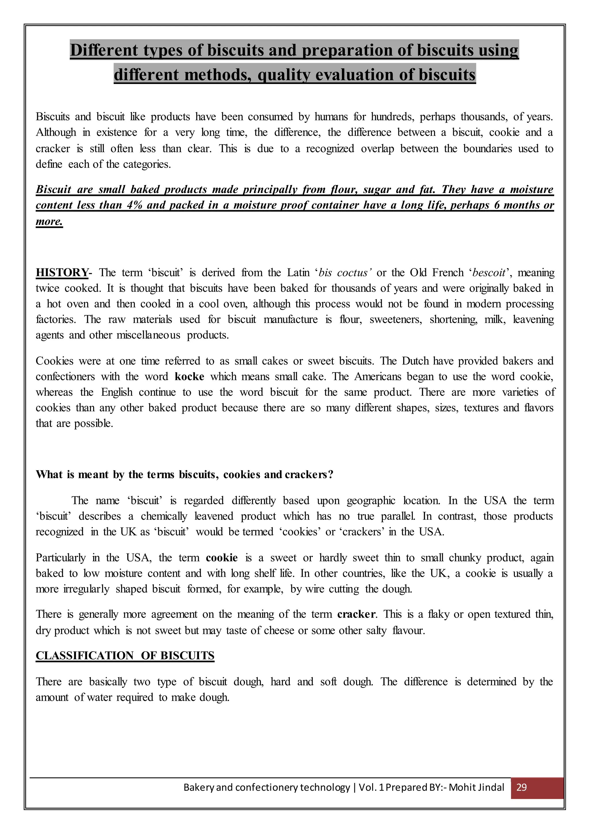 BAKERY AND CONFECTIONERY TECHNOLOGY notes | DOCX