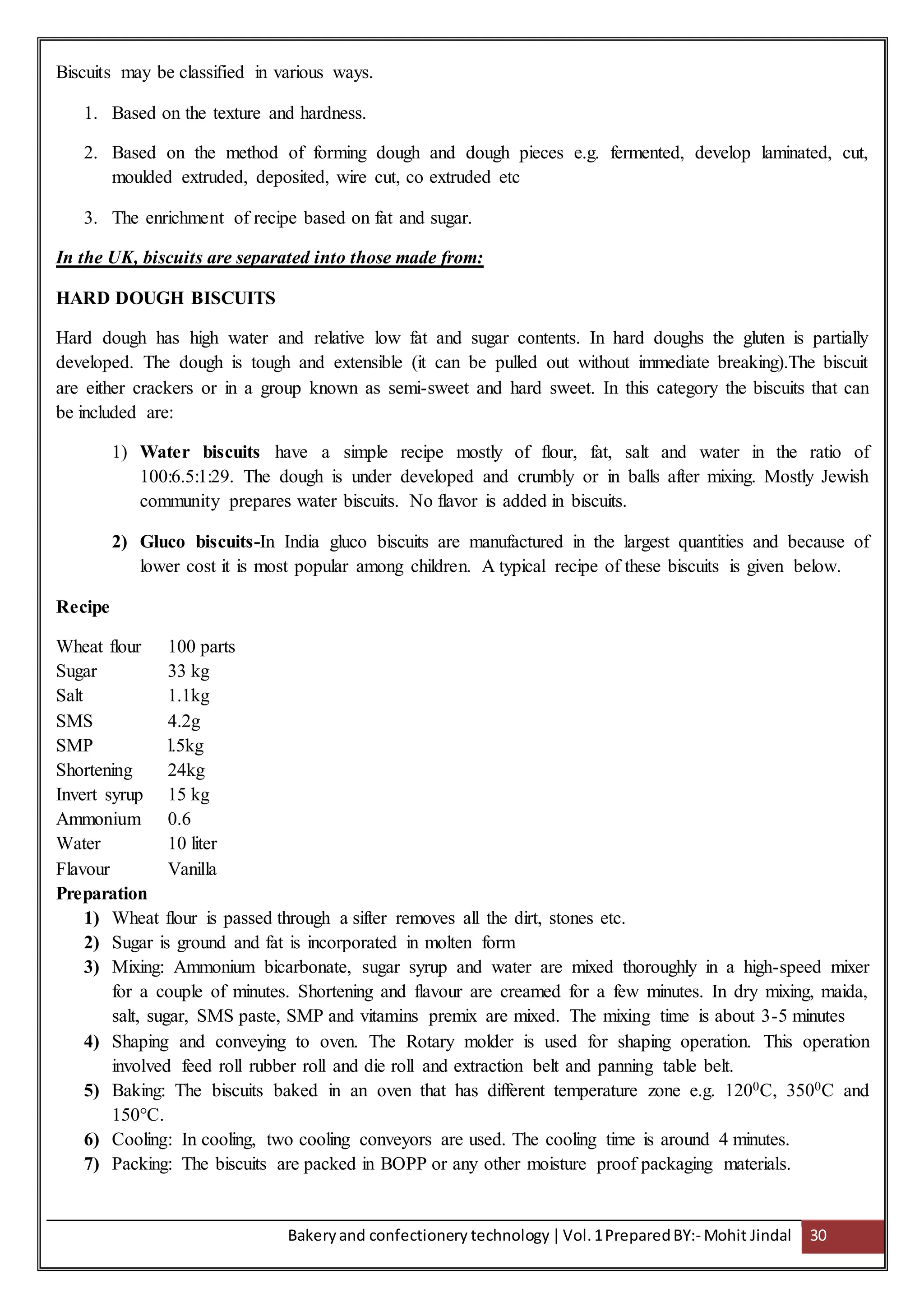 BAKERY AND CONFECTIONERY TECHNOLOGY notes | DOCX