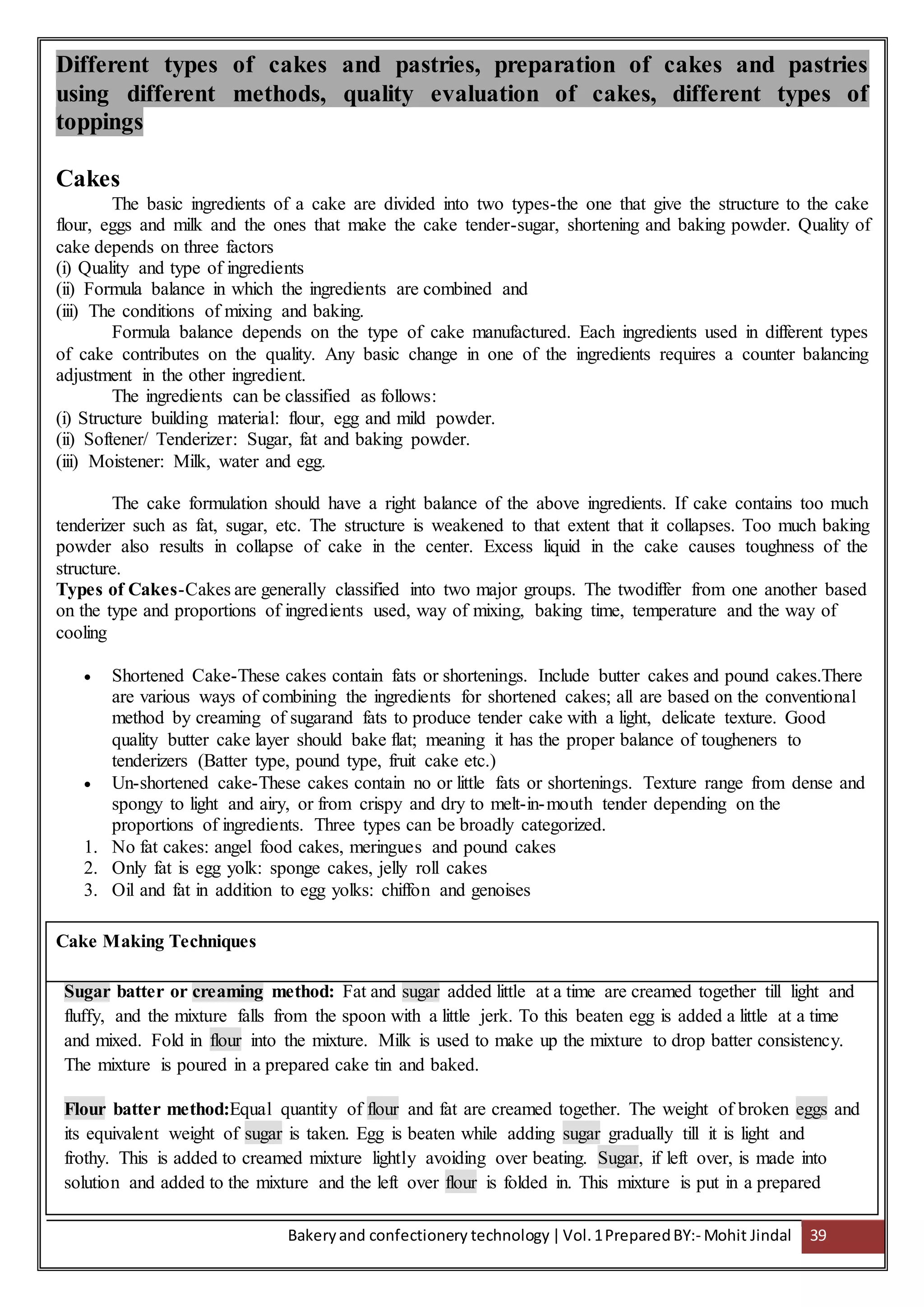 BAKERY AND CONFECTIONERY TECHNOLOGY notes | DOCX