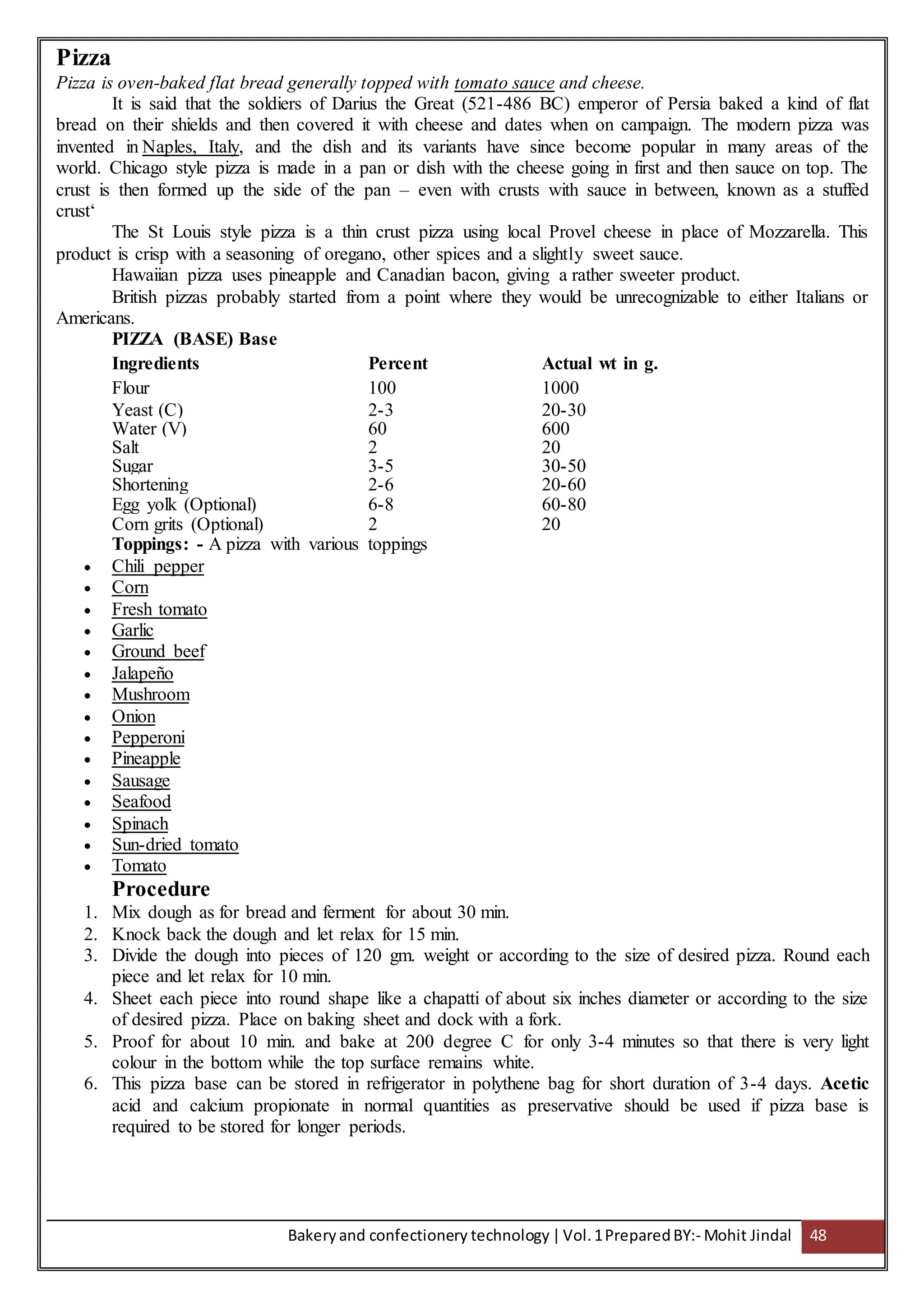 BAKERY AND CONFECTIONERY TECHNOLOGY notes | DOCX