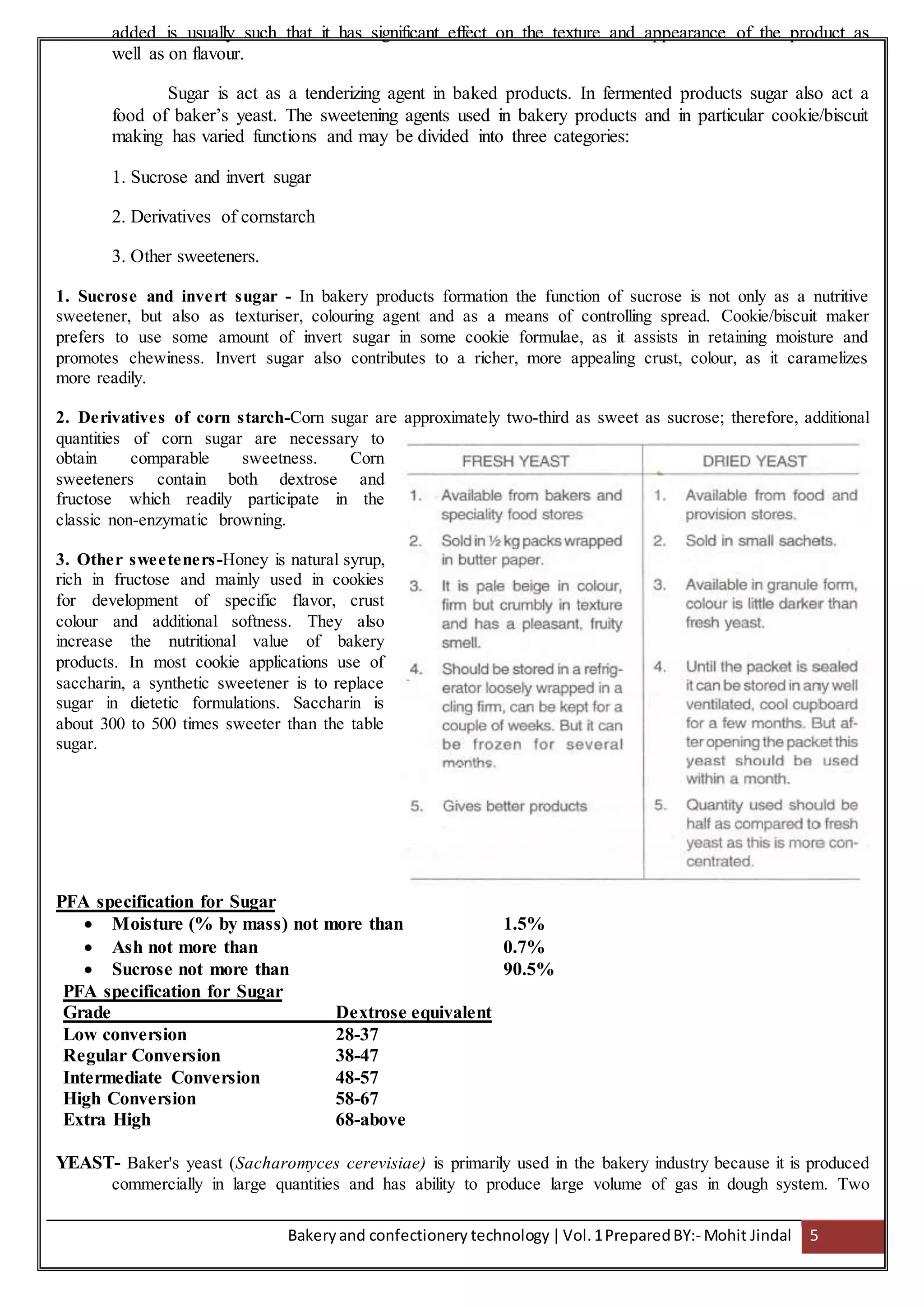BAKERY AND CONFECTIONERY TECHNOLOGY notes | DOCX