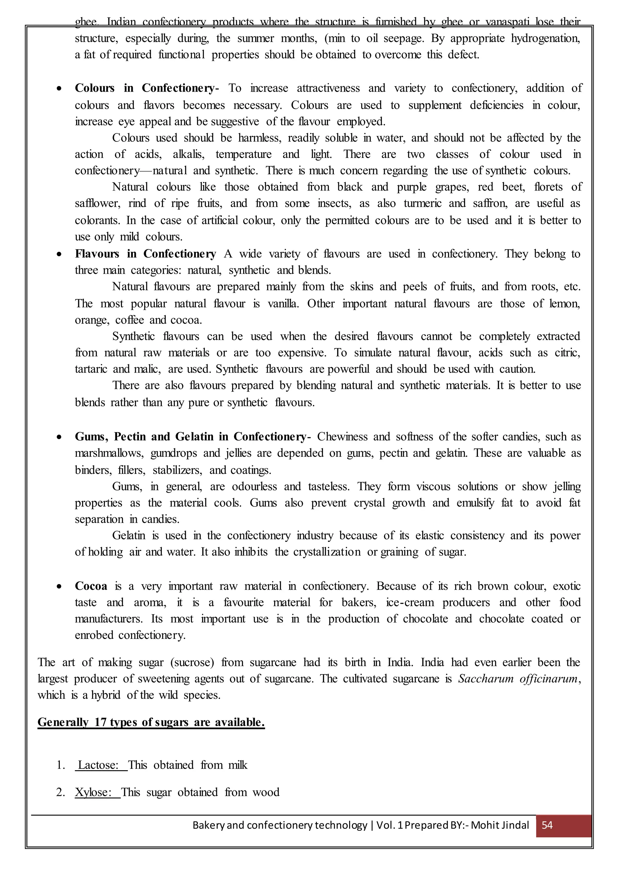 BAKERY AND CONFECTIONERY TECHNOLOGY notes | DOCX