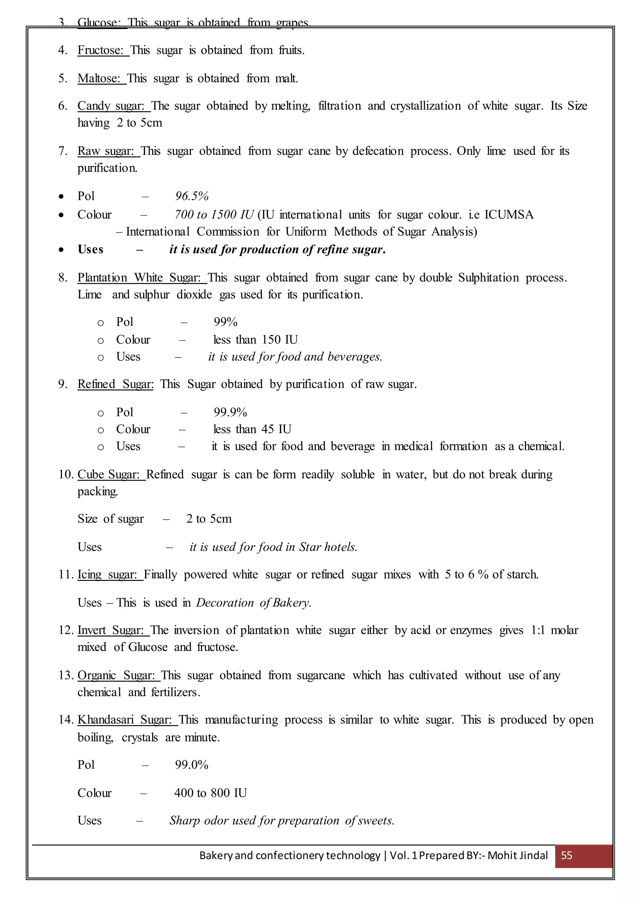 BAKERY AND CONFECTIONERY TECHNOLOGY notes | DOCX