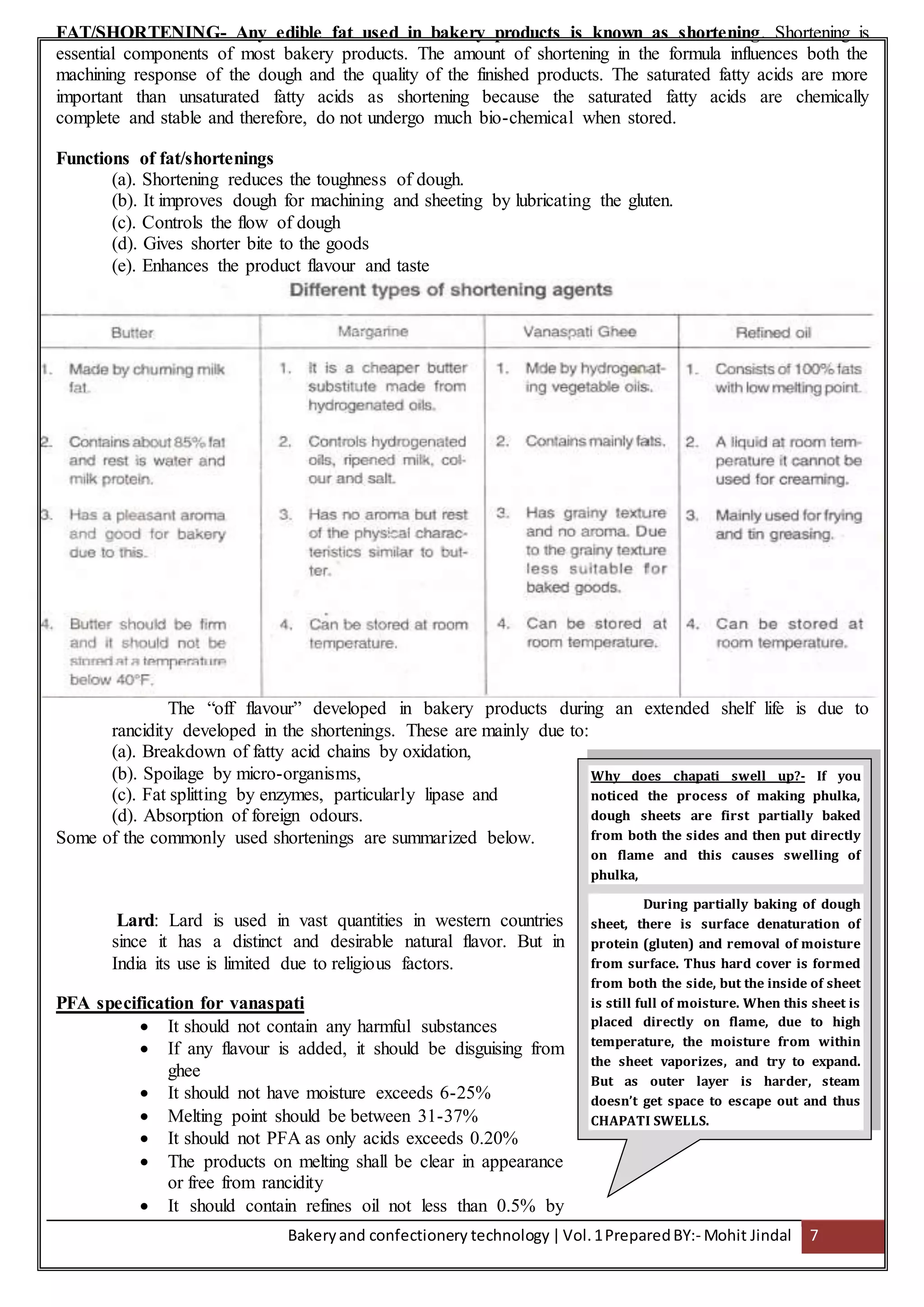 BAKERY AND CONFECTIONERY TECHNOLOGY notes | DOCX