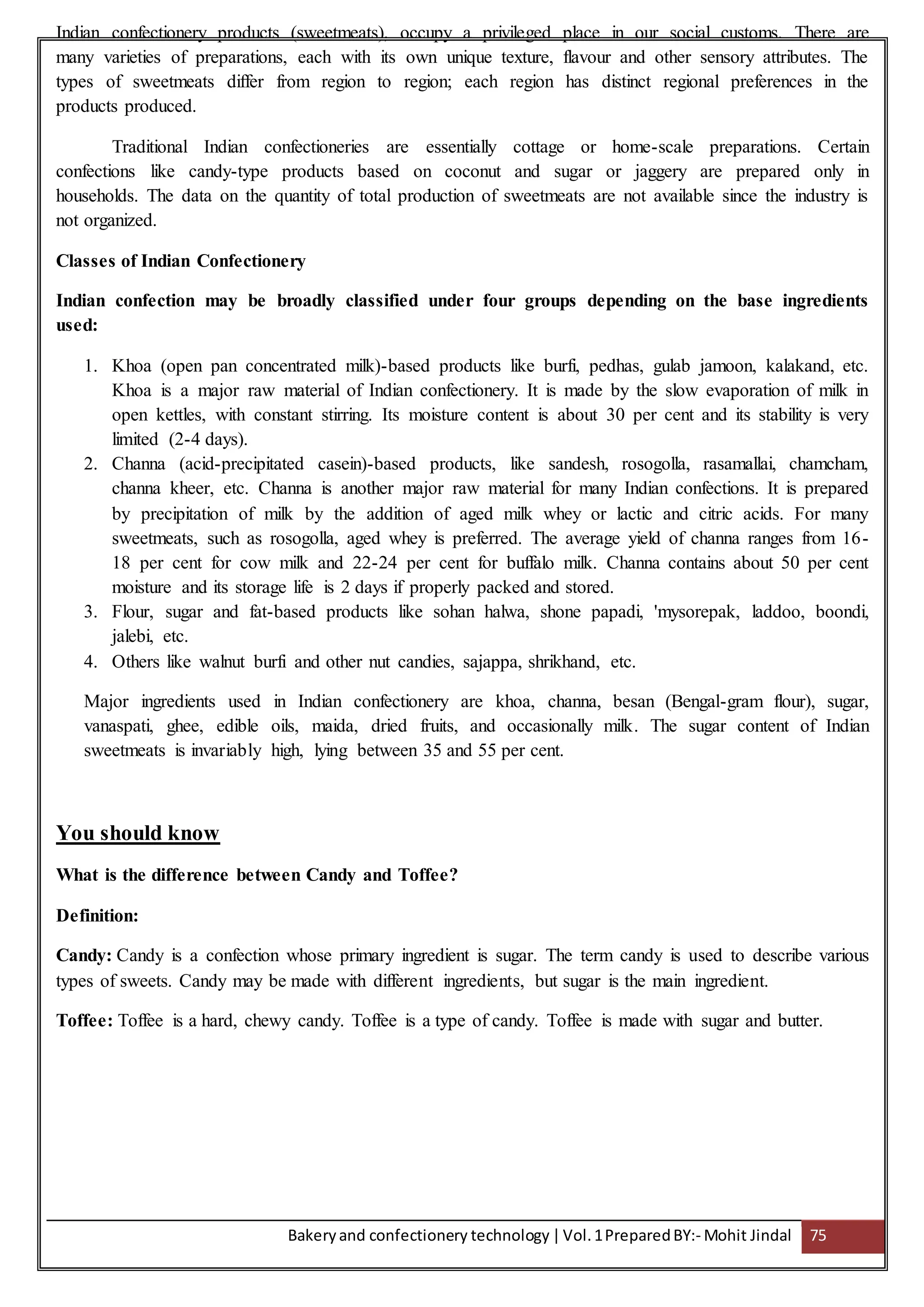 BAKERY AND CONFECTIONERY TECHNOLOGY notes | DOCX