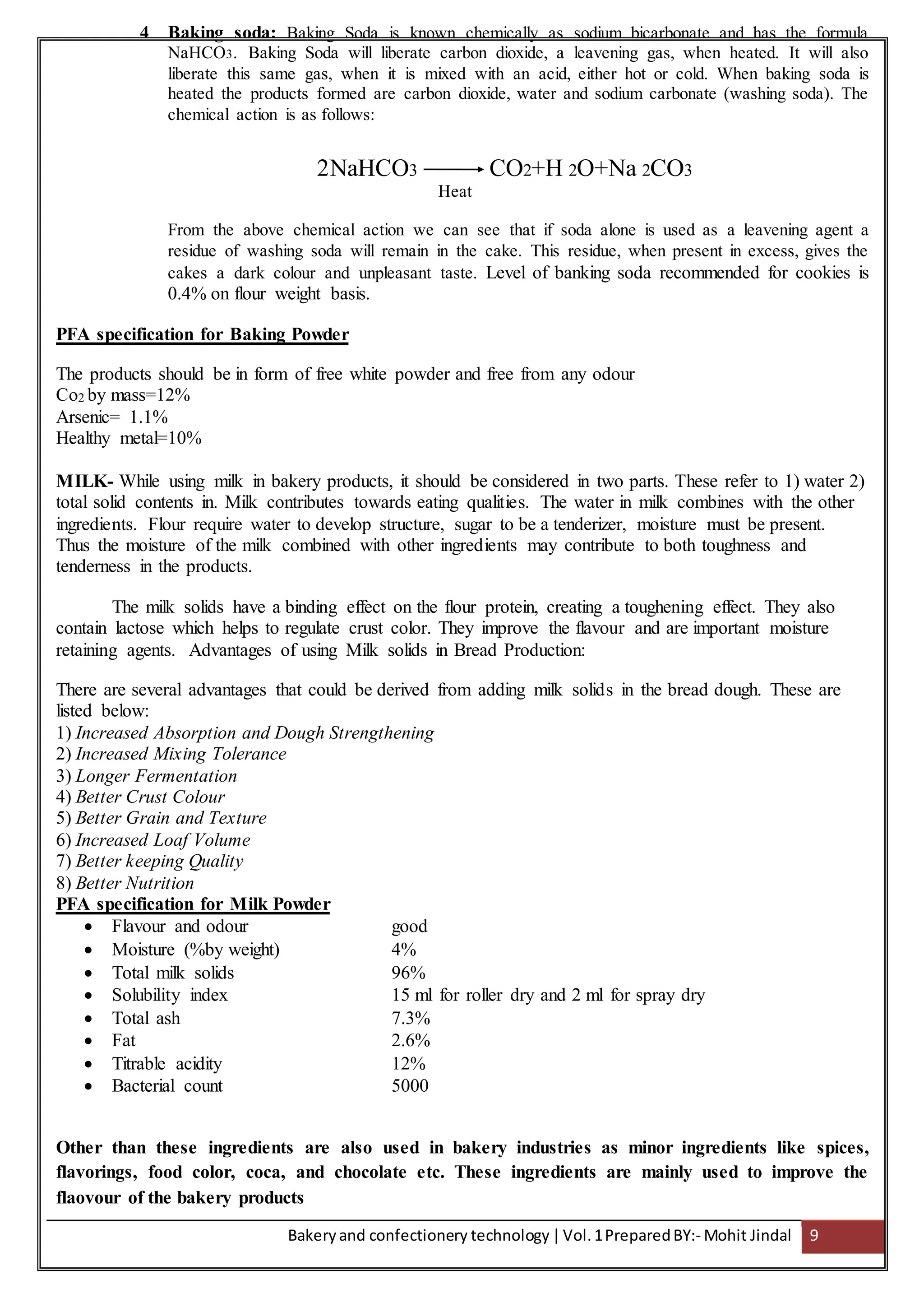 BAKERY AND CONFECTIONERY TECHNOLOGY notes | DOCX