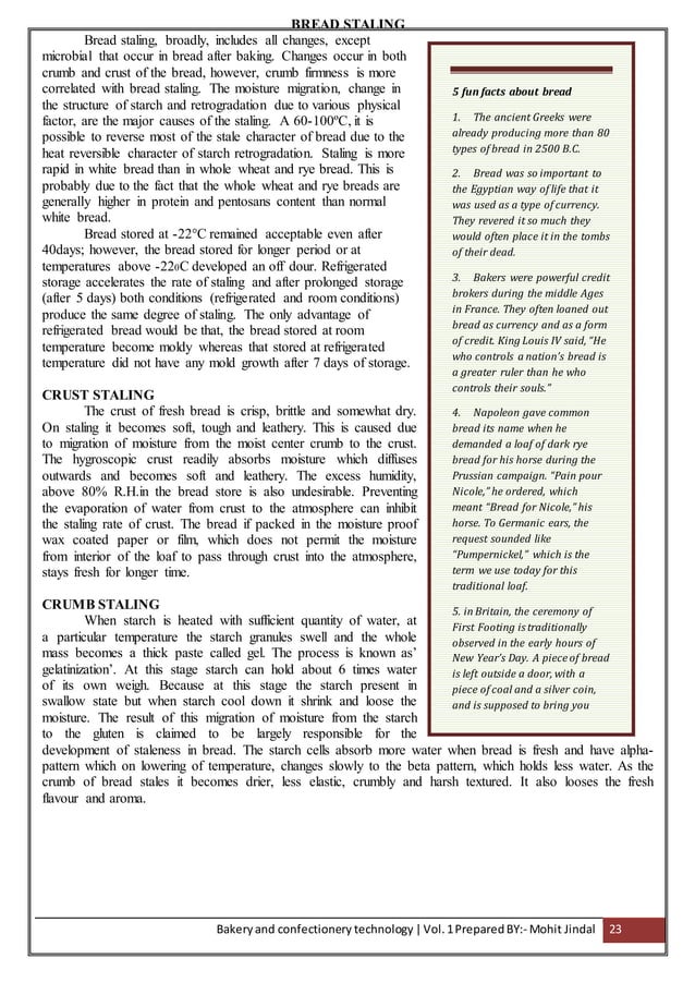 BAKERY AND CONFECTIONERY TECHNOLOGY notes | DOCX