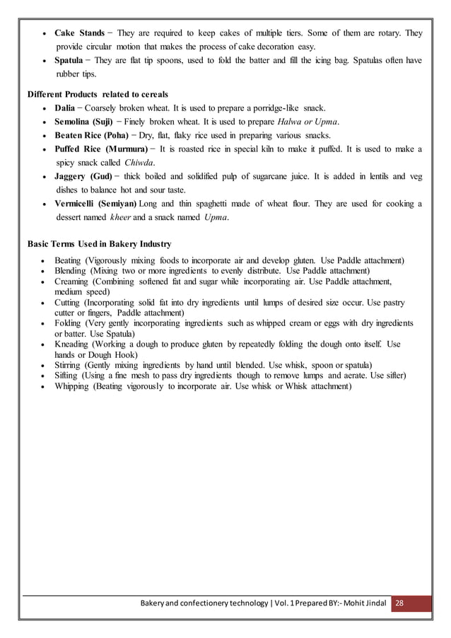 BAKERY AND CONFECTIONERY TECHNOLOGY notes | DOCX
