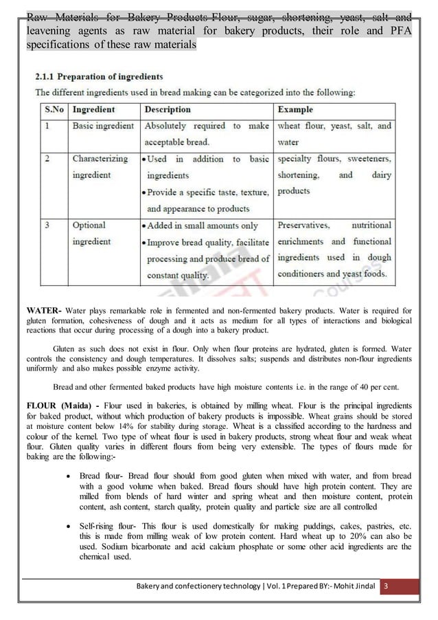 BAKERY AND CONFECTIONERY TECHNOLOGY notes | DOCX