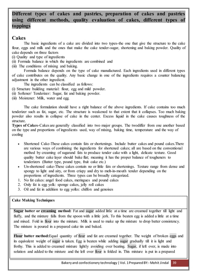 BAKERY AND CONFECTIONERY TECHNOLOGY notes | DOCX